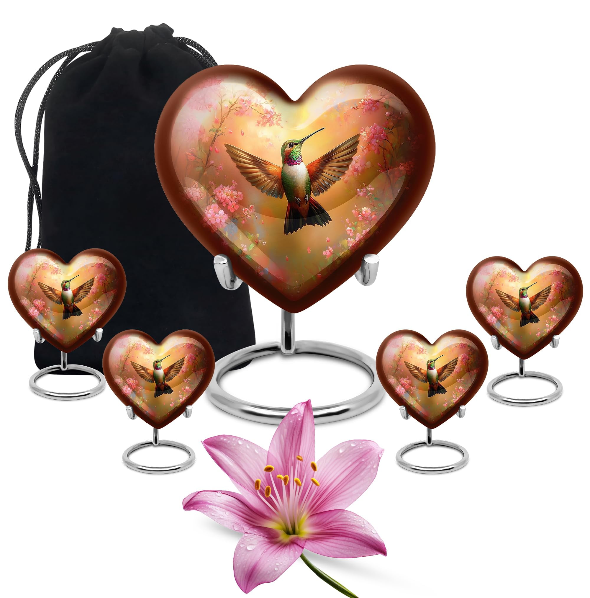 YATHABHISA Humming Bird Heart Shaped Cremation Ash Urn for Men & Women ...