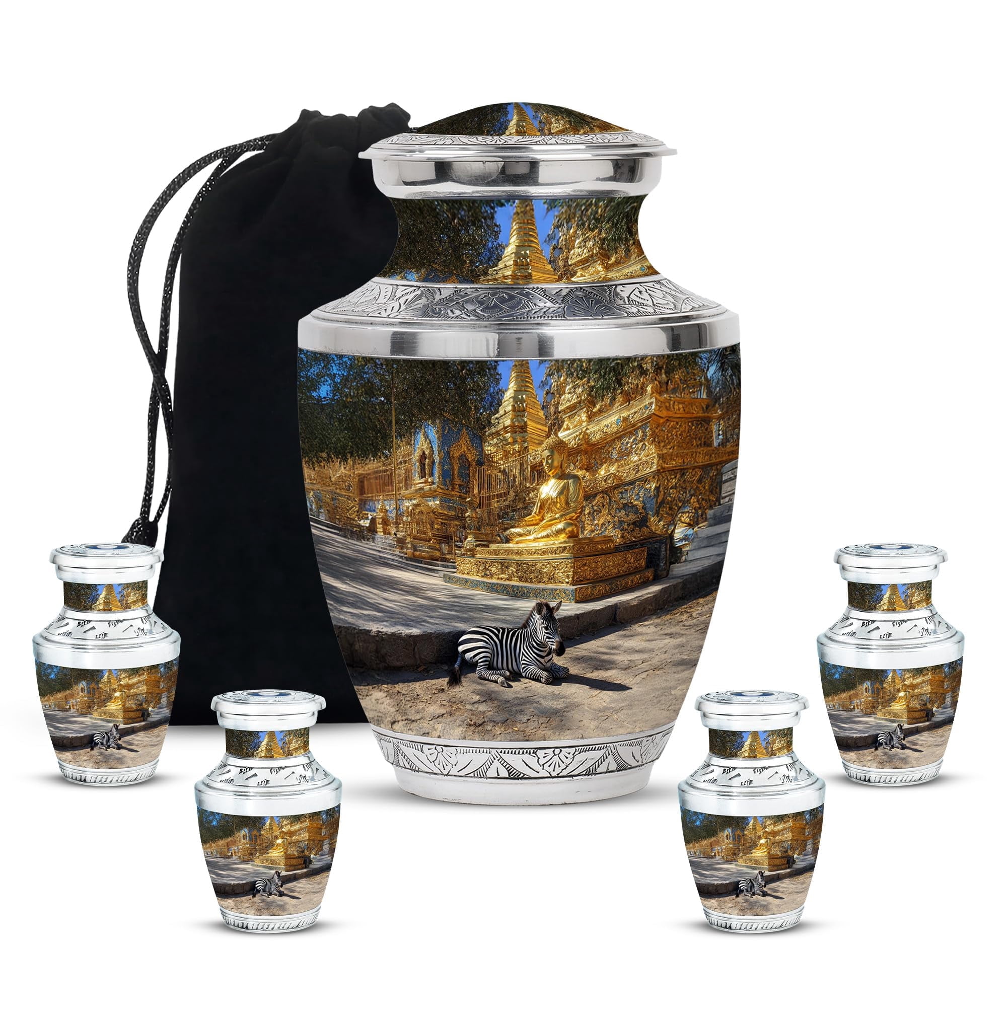 YATHABHISA Zebra Adult Cremation Funeral Urn for Human Ashes, Keepsake ...