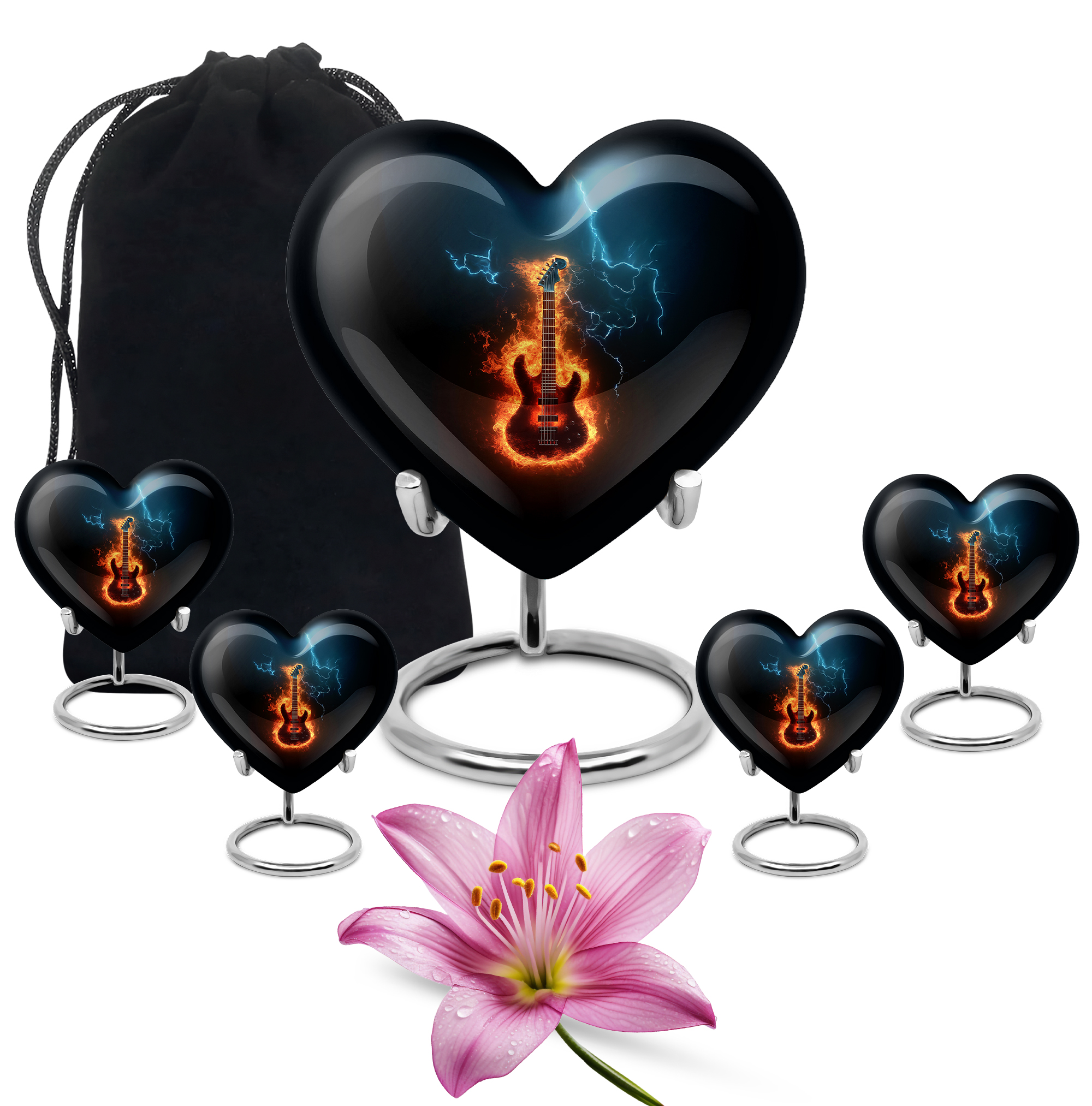 YATHABI Guitar Large & Mini Keepsake Urn for Siblings – Cremation Ash ...