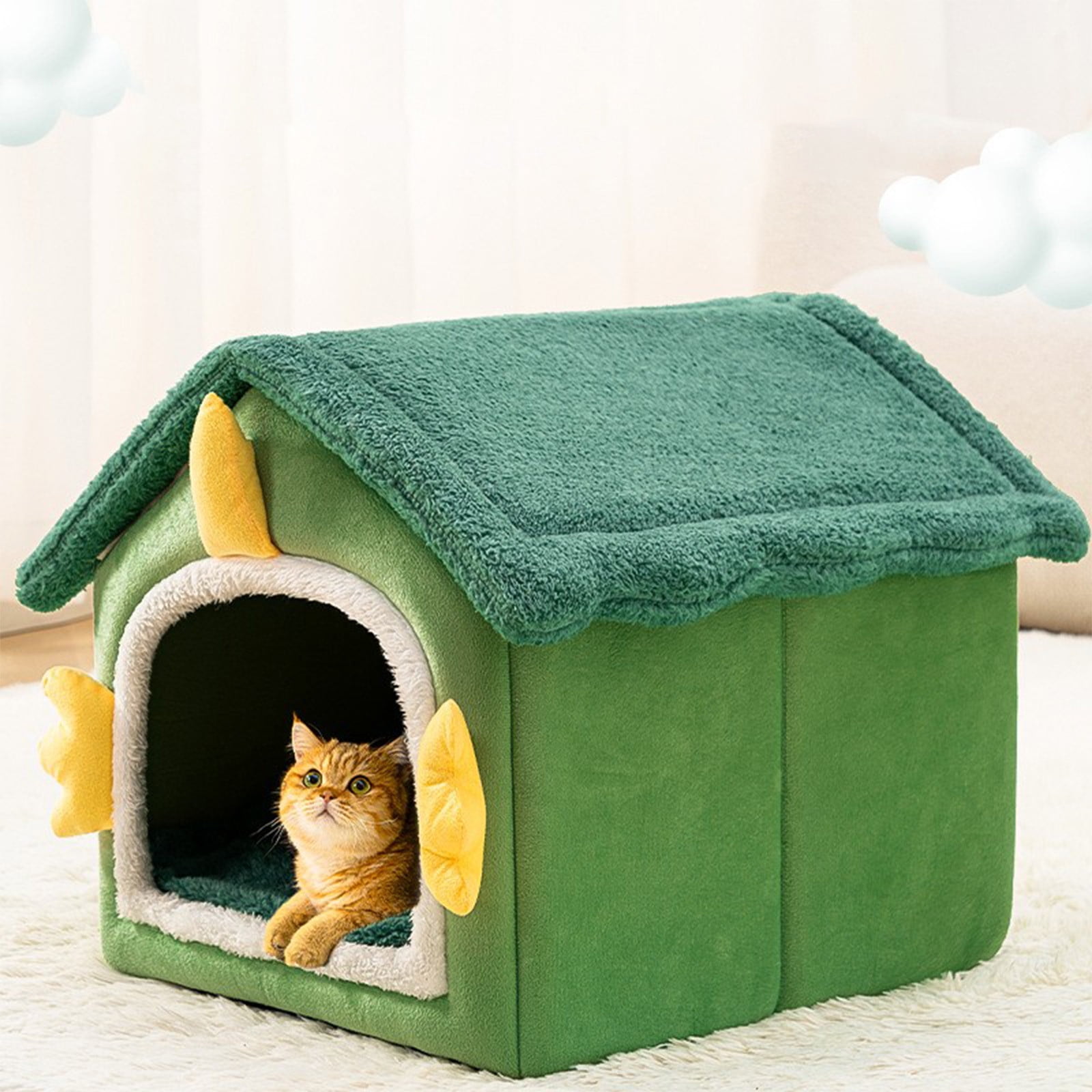 YATLTE Dog House Indoor, Foldable Dog House Kennel Bed Mat with Cushion ...