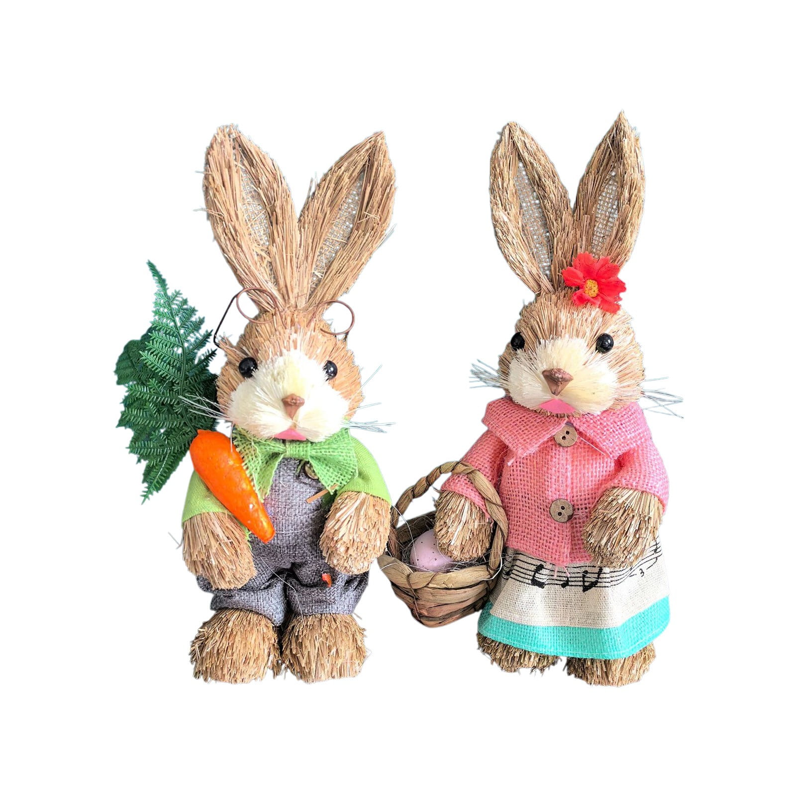 YATLTE Easter Straw Bunny Figurine Decorations, Easter Rabbit Statue ...