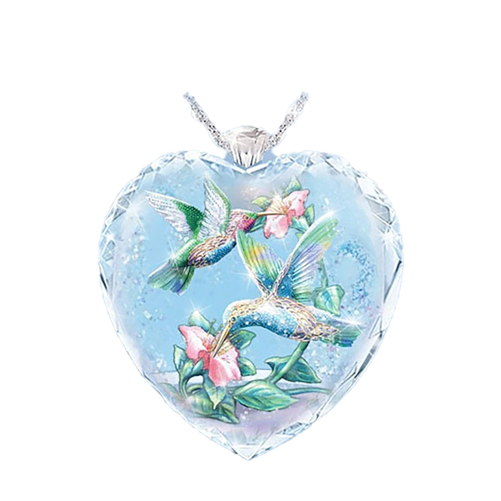 YATLTE Hummingbird Necklace Silver, Hearts Crystal Necklace for Women ...
