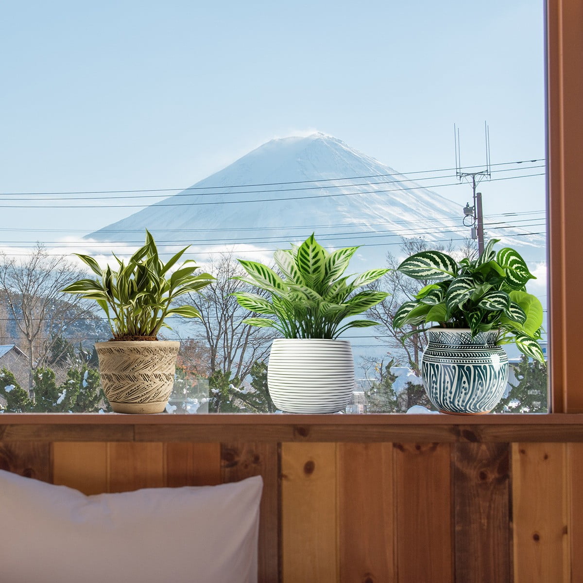 YATLTE Potted Window Clings for Glass, Removable Glass Stickers, Green ...