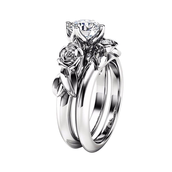 YATLTE Simulated Diamond Engagement Rings, 925 Sterling Silver Rose ...