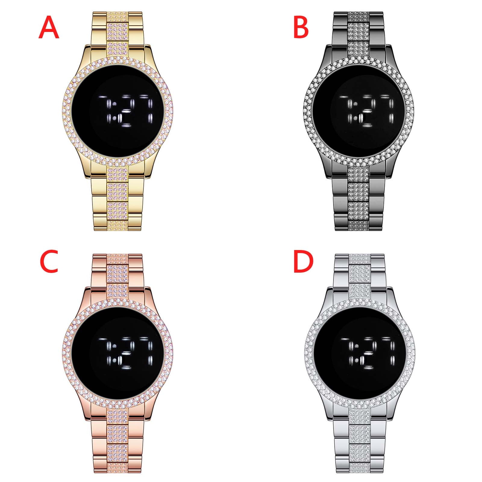 YATLTE Stainless Steel Digital Watches for Women, LED Ladies Digital ...