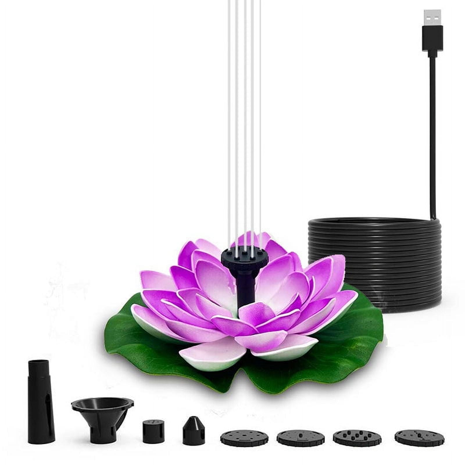 YATLTE Water Lily Bird Bath Fountain, Solar Water Fountain, with Lotus ...
