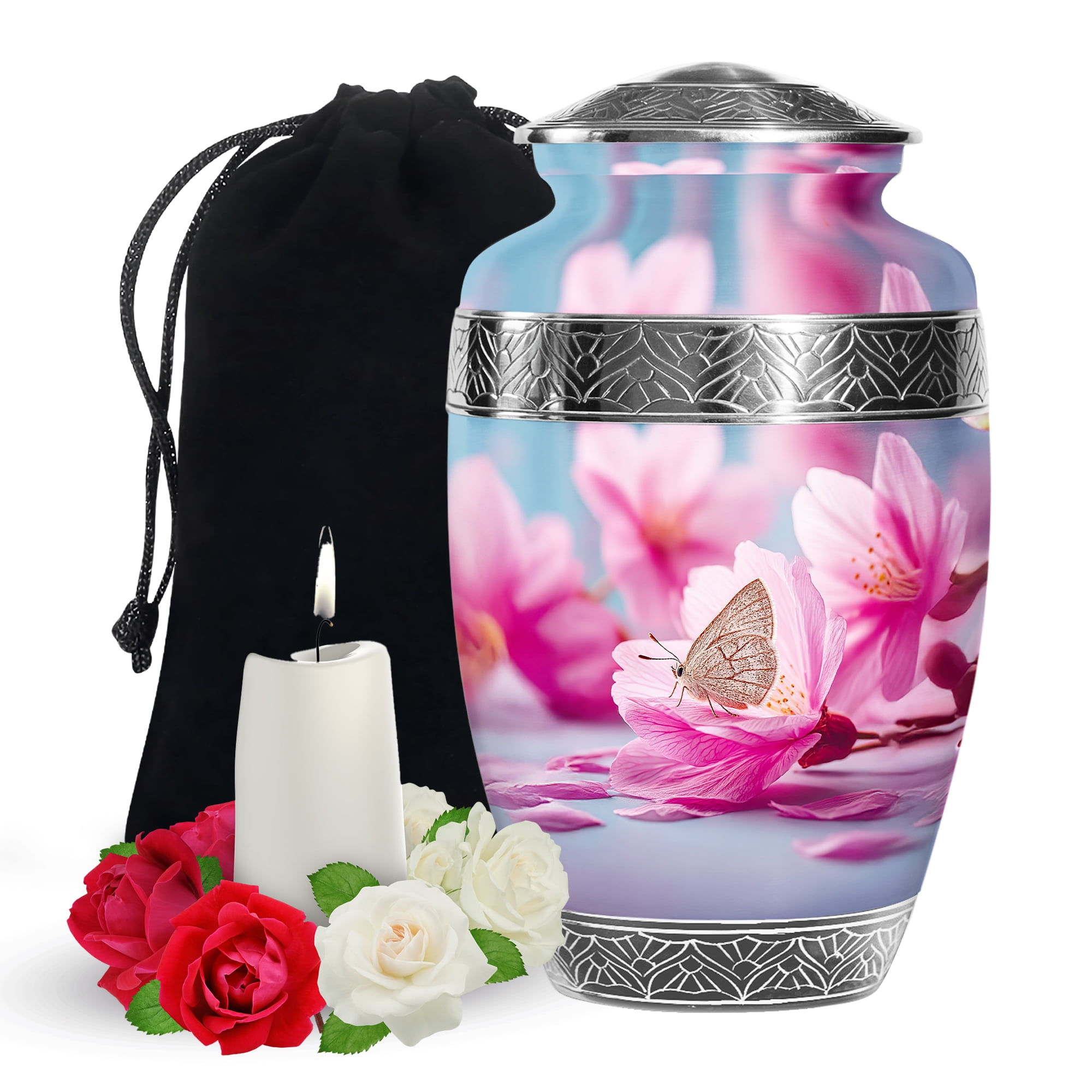 YATSKIA Cherry Blossom with Butterfly Large Memorial Urns for Human ...