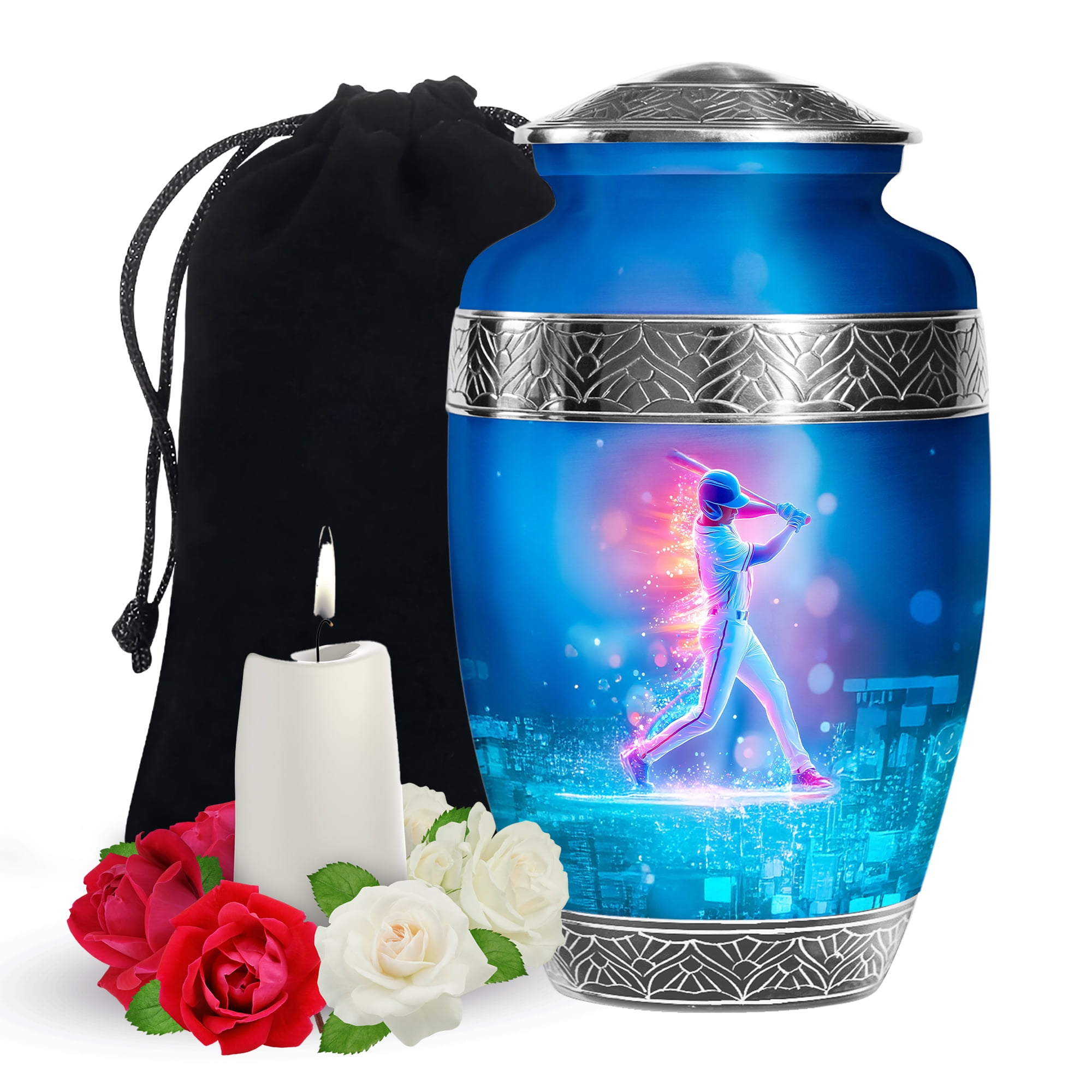 YATSKIA Colorful Baseball Player Large Memorial Urns for Human Ashes ...