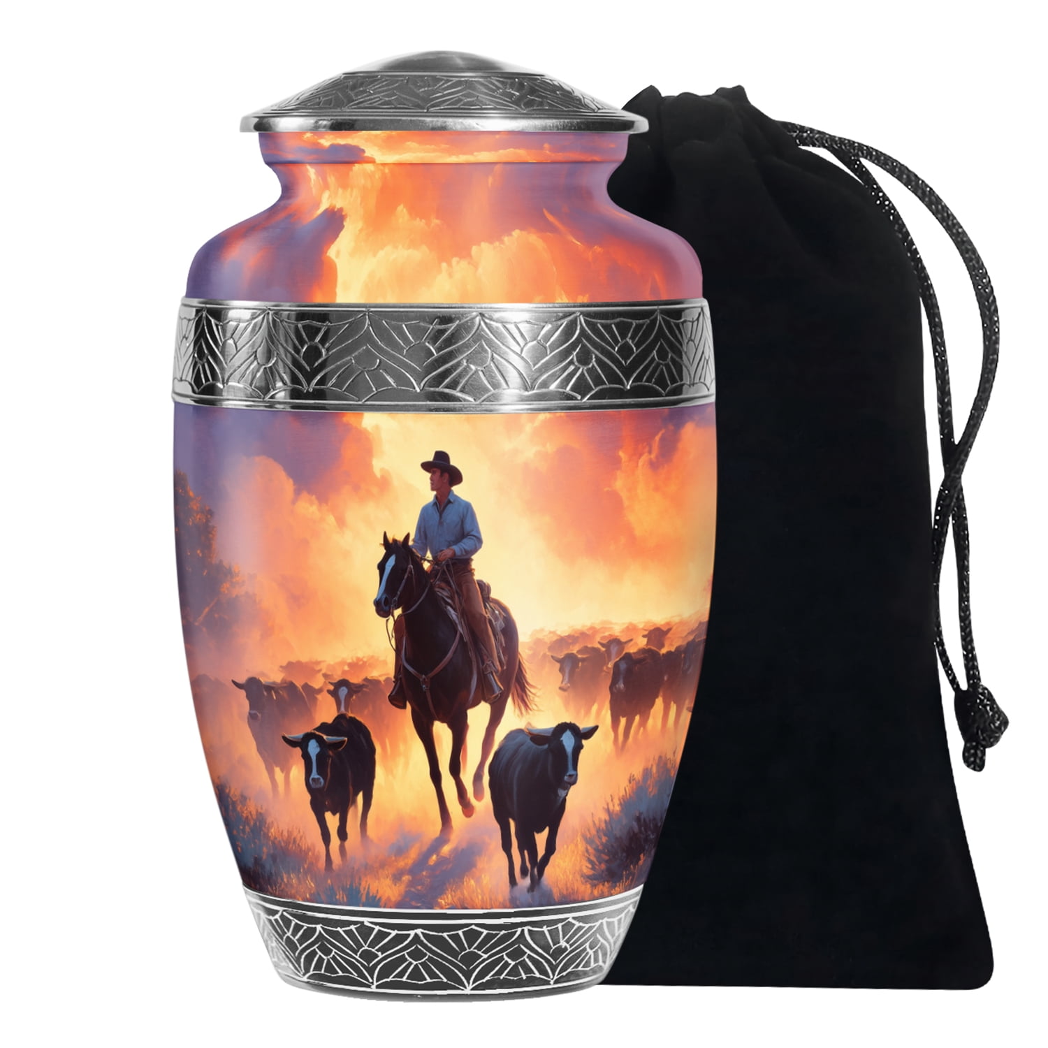 YATSKIA Cowboy with Cattle Decorative Cremation Urns for Human Ashes ...