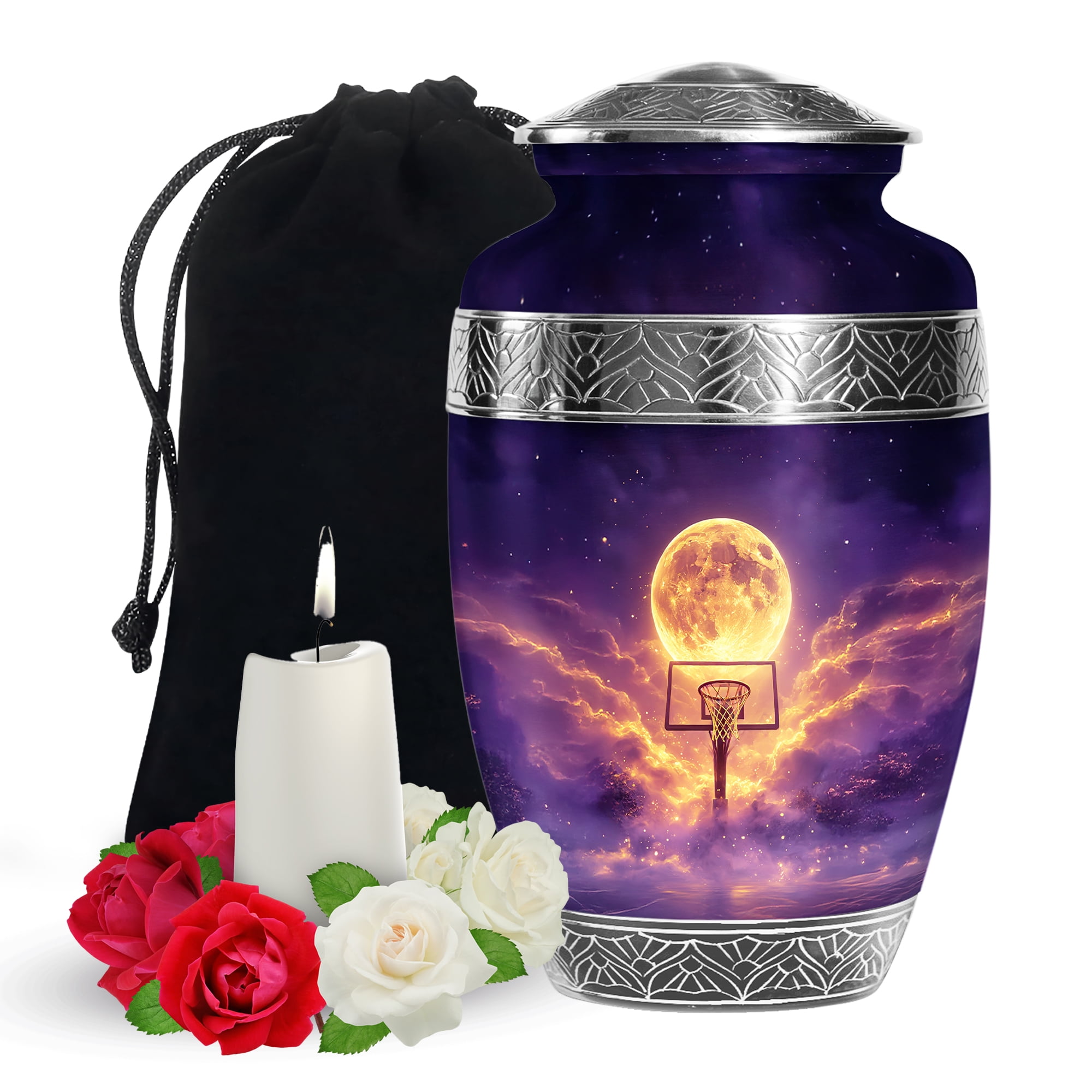 YATSKIA Full Moon Basketball Large Funeral Urns for Human Ashes Adult ...