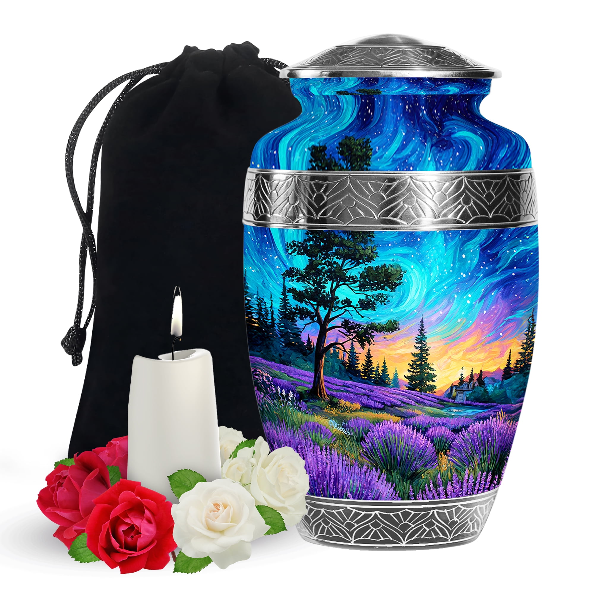 YATSKIA Purple Lavender Grass Large Cremation Urns for Human Ashes ...