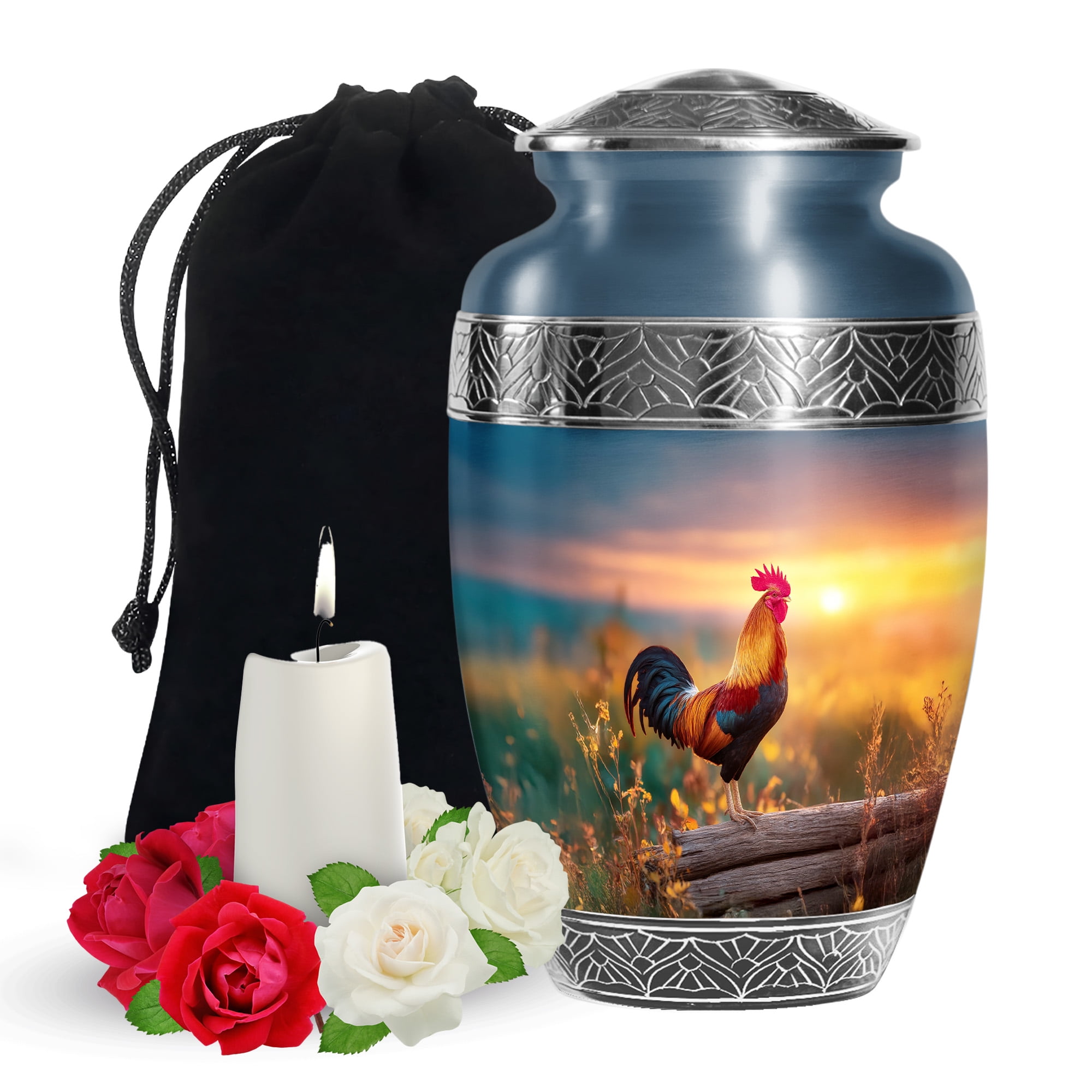 YATSKIA Sunset Rooster Urn for Ashes Adult Male, Funeral Urns for Human ...