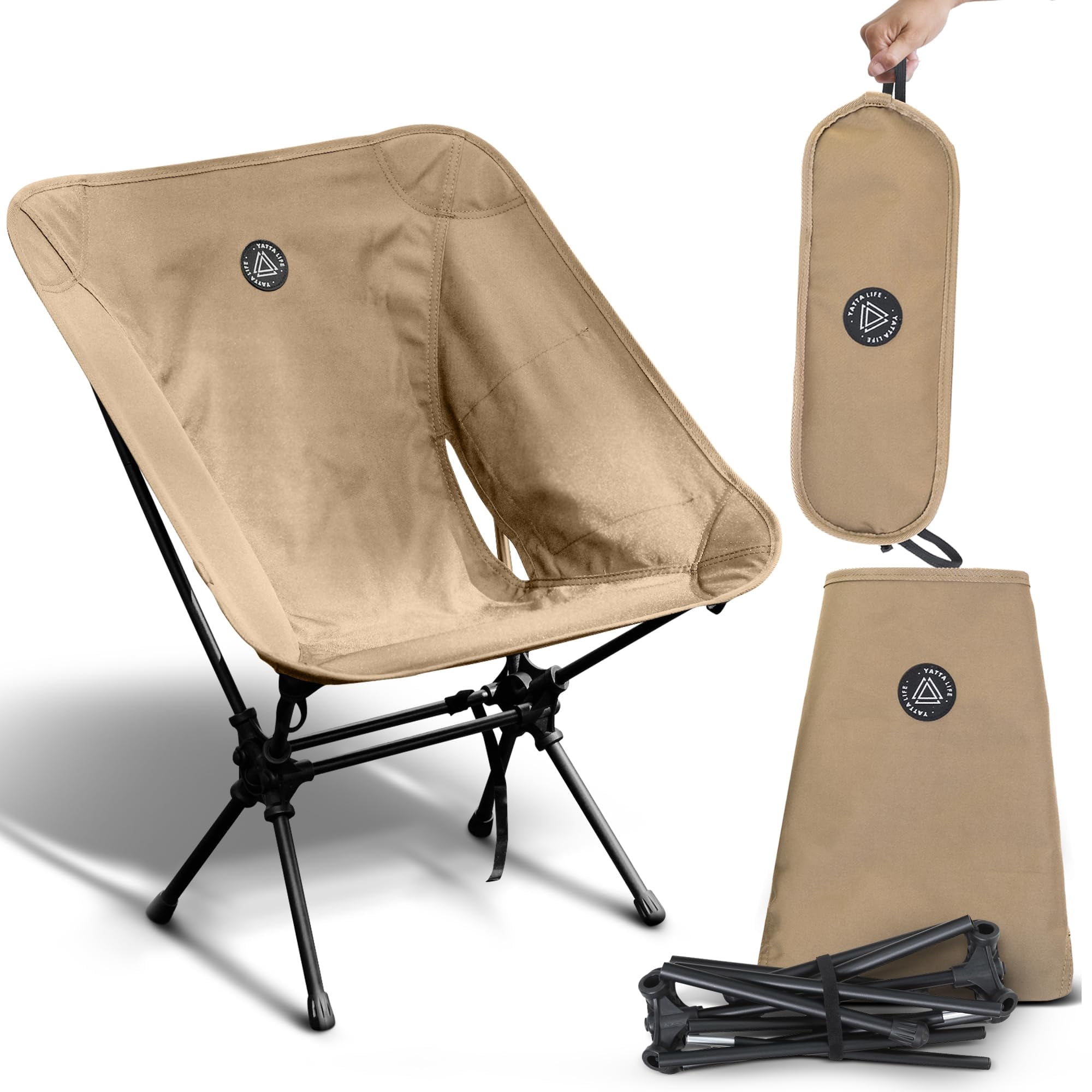 YATTA LIFE Low Back Folding Camping Chairs for Adults with Storage ...