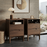 YAURA Wood Nightstand with Charging Station & USB-C, 26" Tall Mid ...