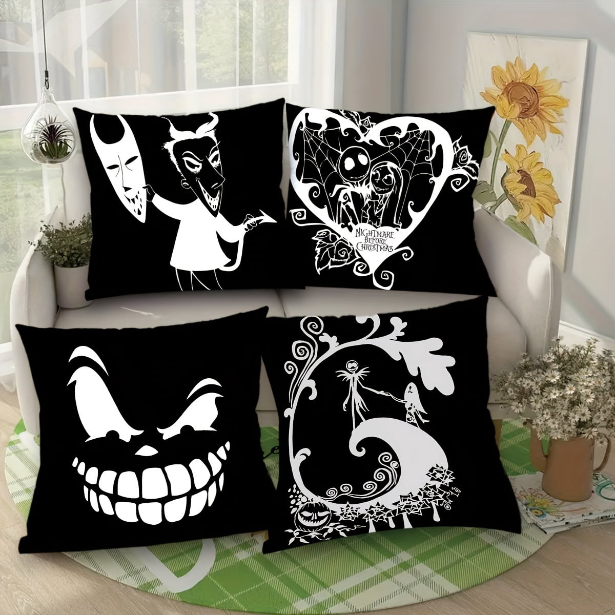 YAVITH 4pc Jack Skellington The Nightmare Before Christmas Throw Pillow ...