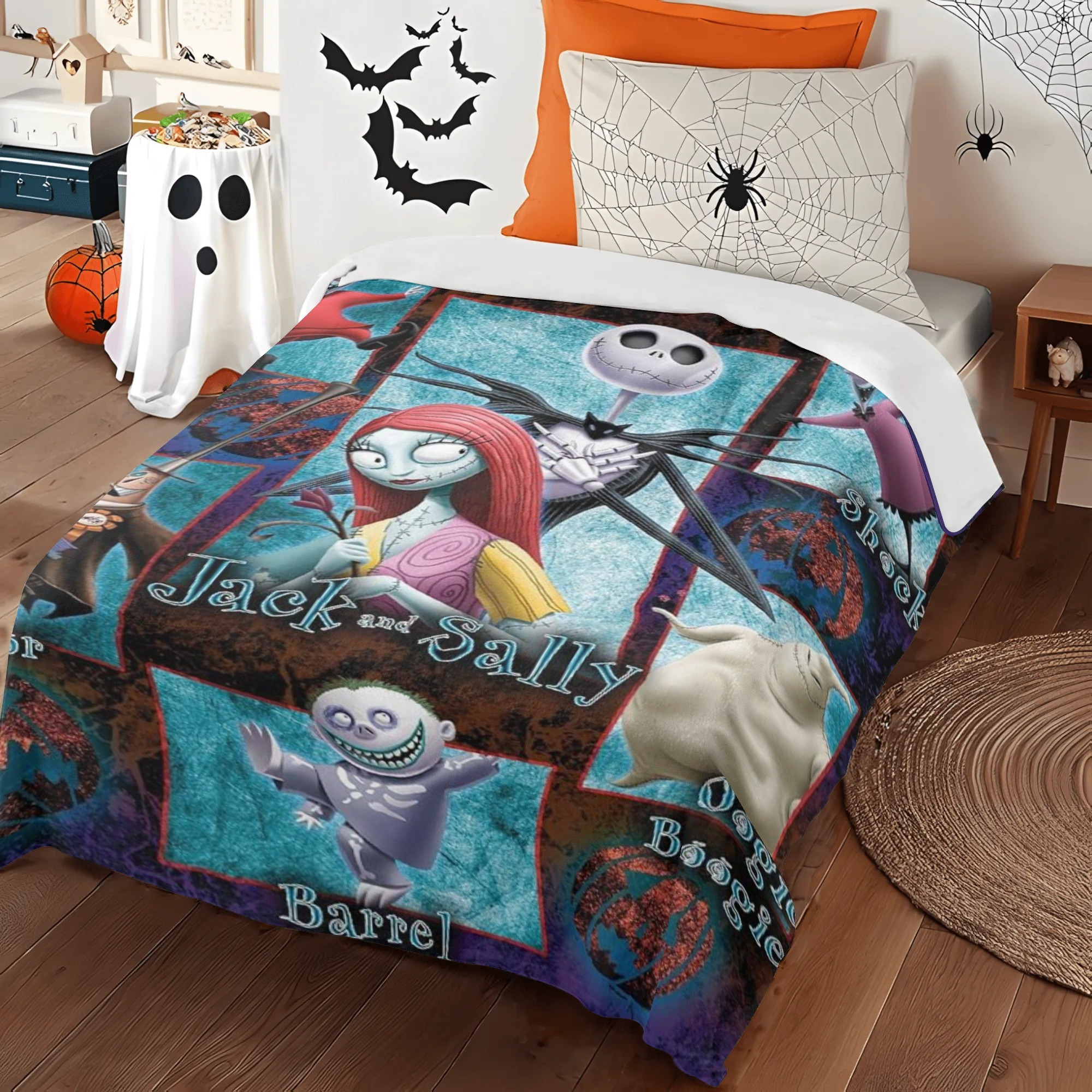 YAVITH Jack And Sally Halloween Christmas Flannel Blanket,Cartoon ...