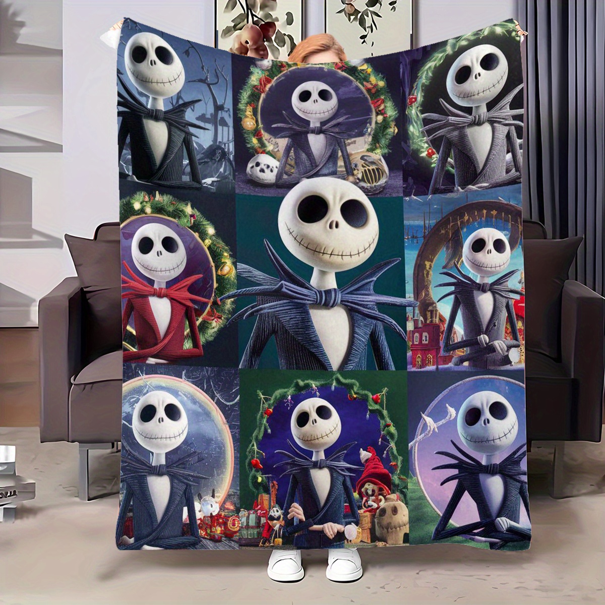 YAVITH Tim Burton's Nightmare Before Christmas Themed Flannel Blanket ...
