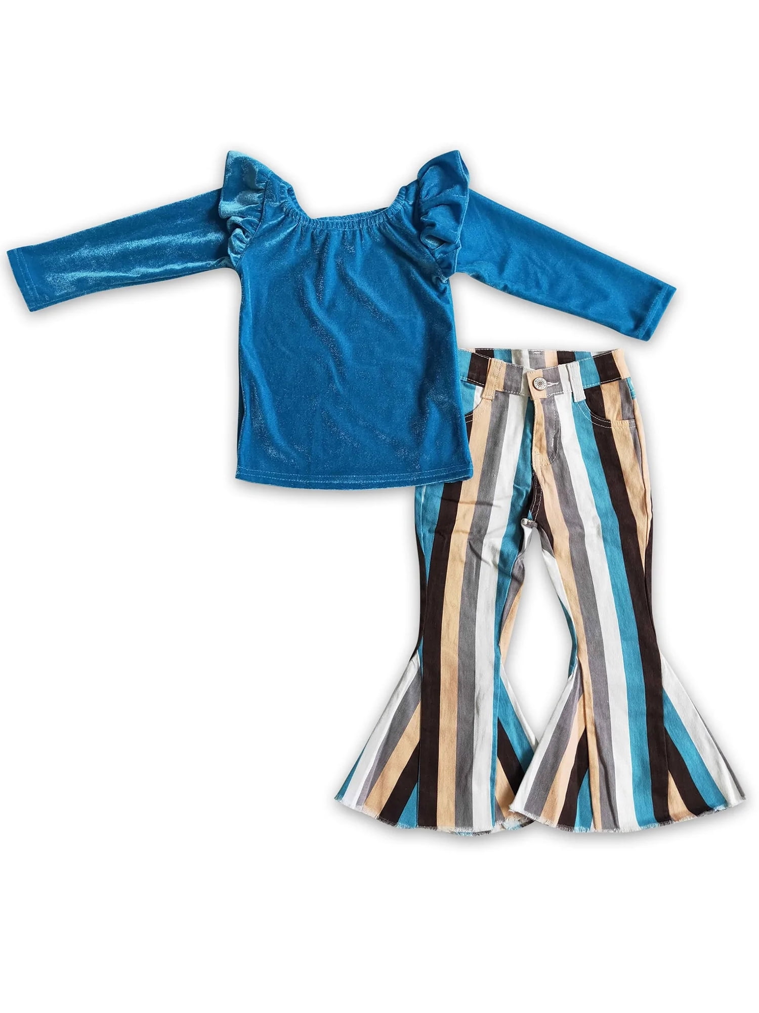 YAWOO Boutique Girl's Clothing Kids Outfit High Quality Golden Velvet ...