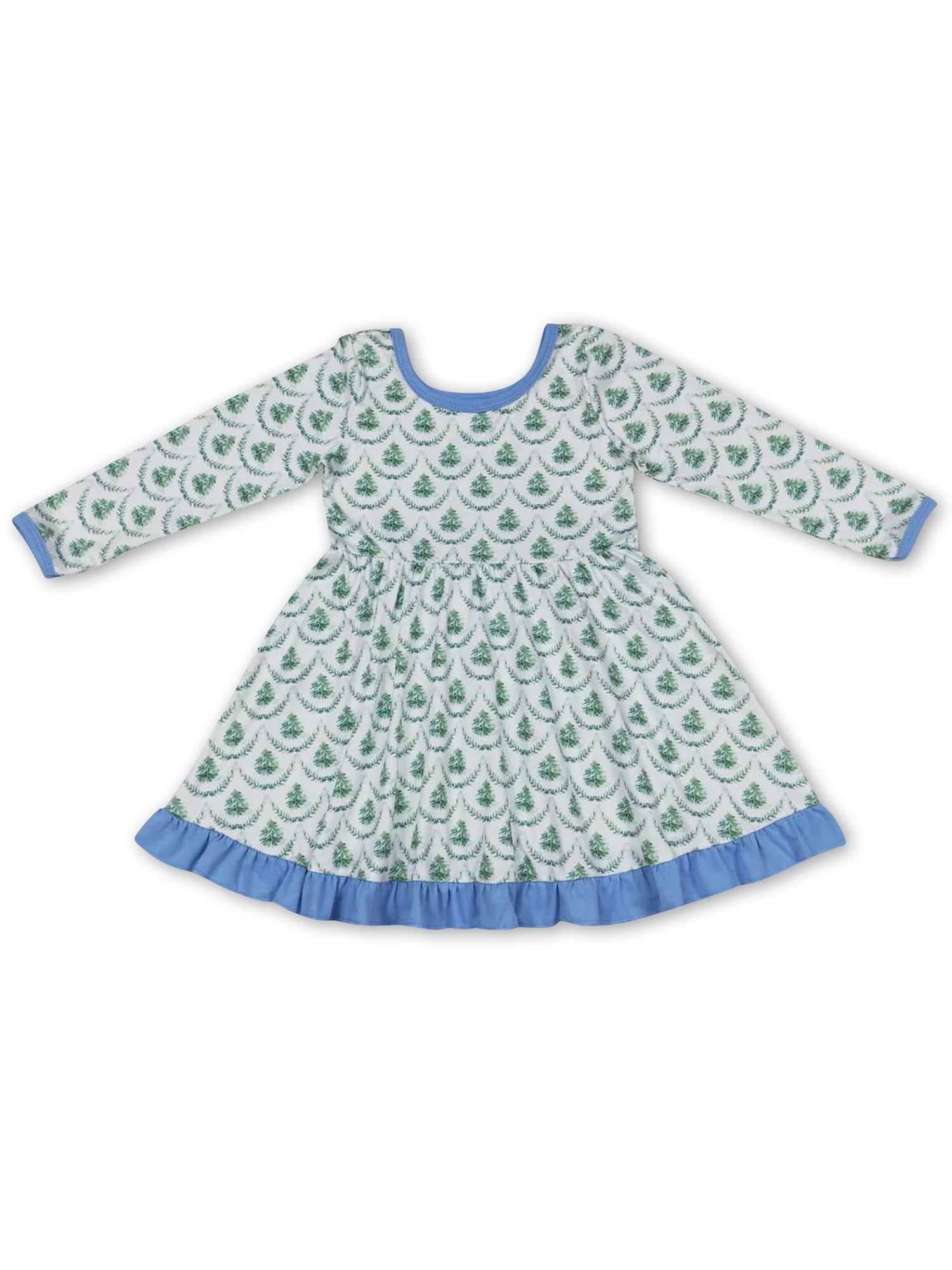 YAWOO Christmas Baby Girl's Trees Printed Long Sleeve Kids Dress,Sizes ...