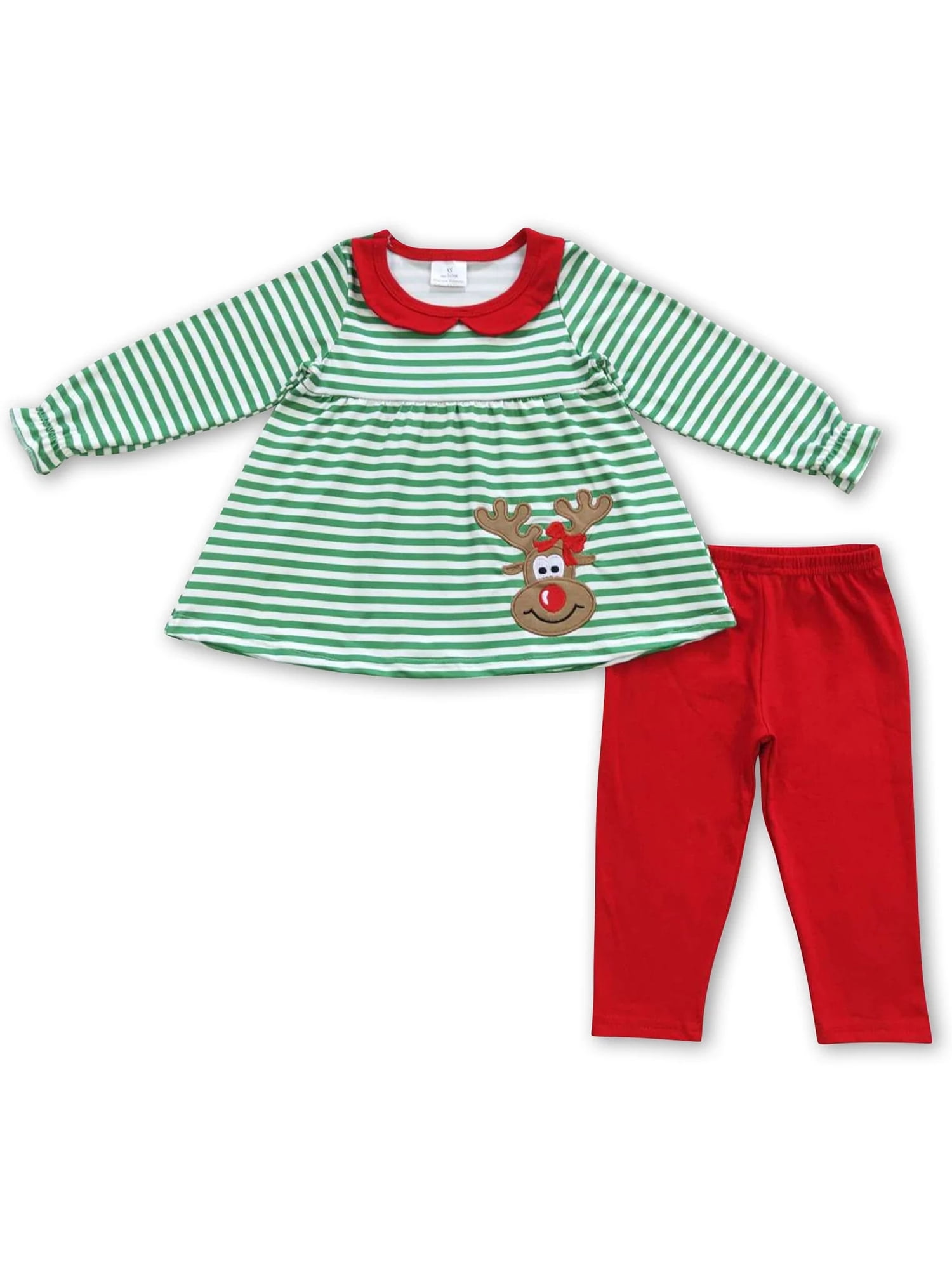 YAWOO Christmas Girls Clothing Set Boutique Embroidery Reindeer Kids ...