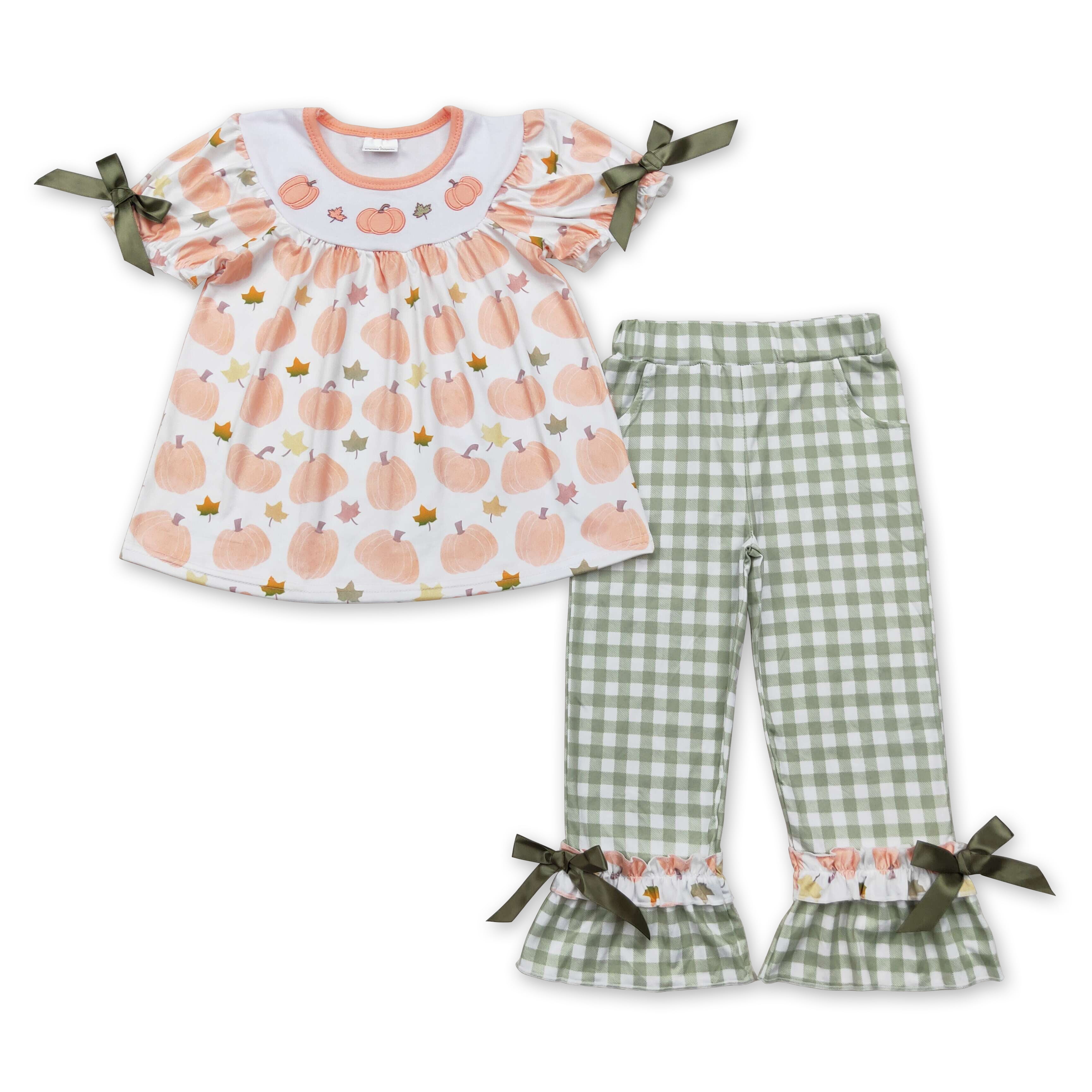 YAWOO Embroidery Pumpkin Girls Clothing Set Kids Outfits,Sizes 3M ...