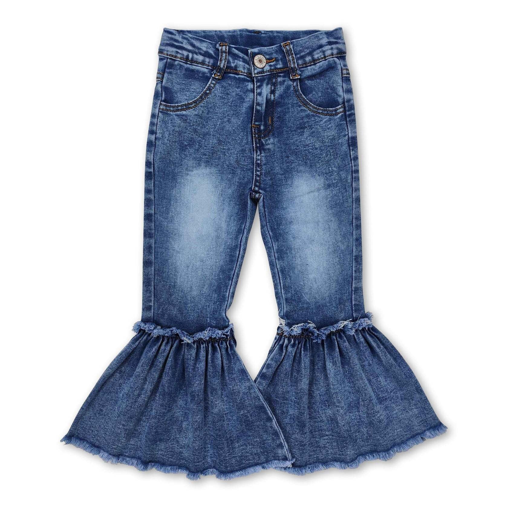 YAWOO Fashion Little Girls Classic Bleach Kids Jeans Flare Denim Pants ...