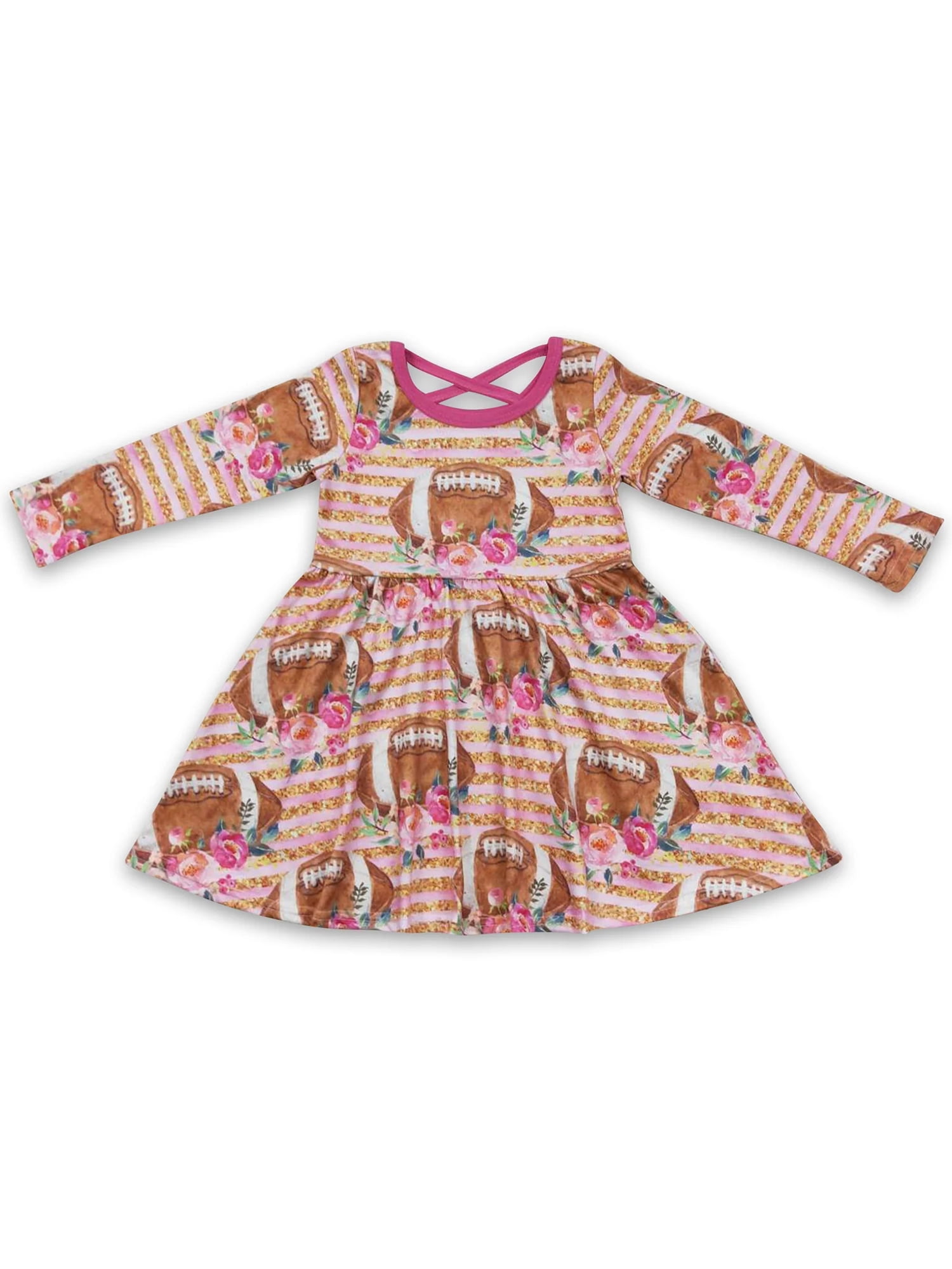 YAWOO Fashion Toddler Girl's Printed Pink Football Kids Dress,Sizes 3M ...