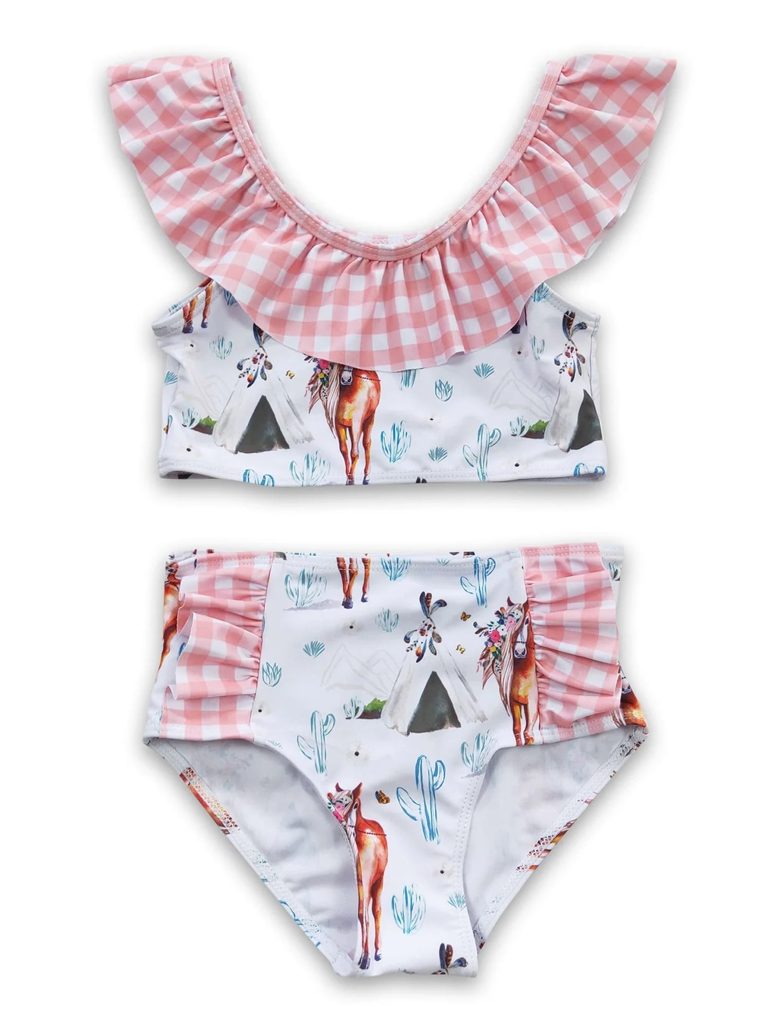 YAWOO Girl's Ruffled Tankini 2-Piece Swimsuit, Sizes 3M-16T - Walmart.com