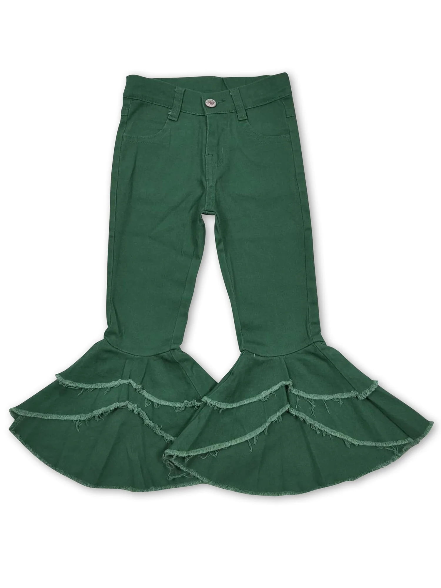 YAWOO Girls Jeans Soild Green Flare Denim Pants,Sizes 6M-16Years ...