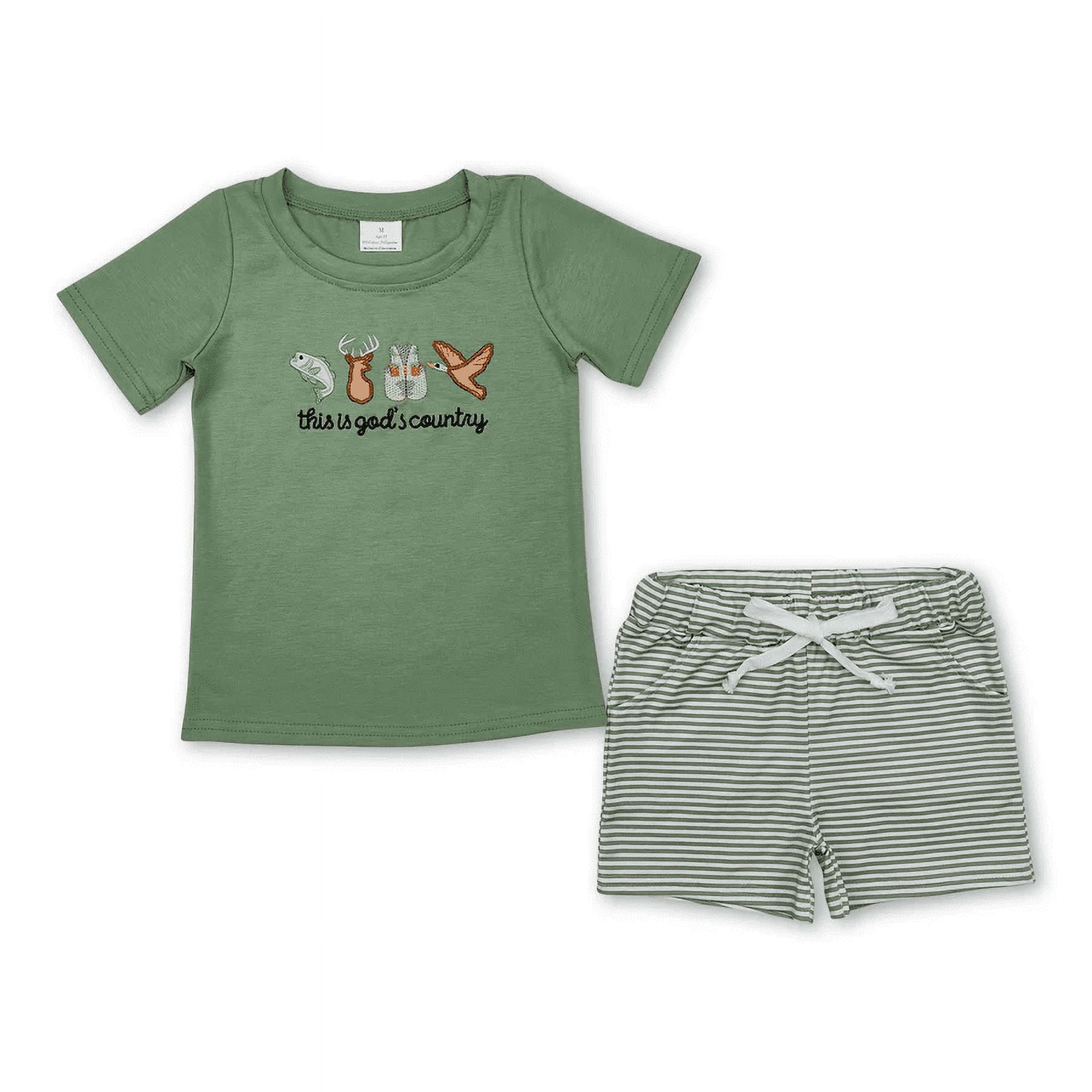YAWOO Hunting Kids Clothes Embroidery Boys Shorts Outfits , Sizes 3M-8T ...