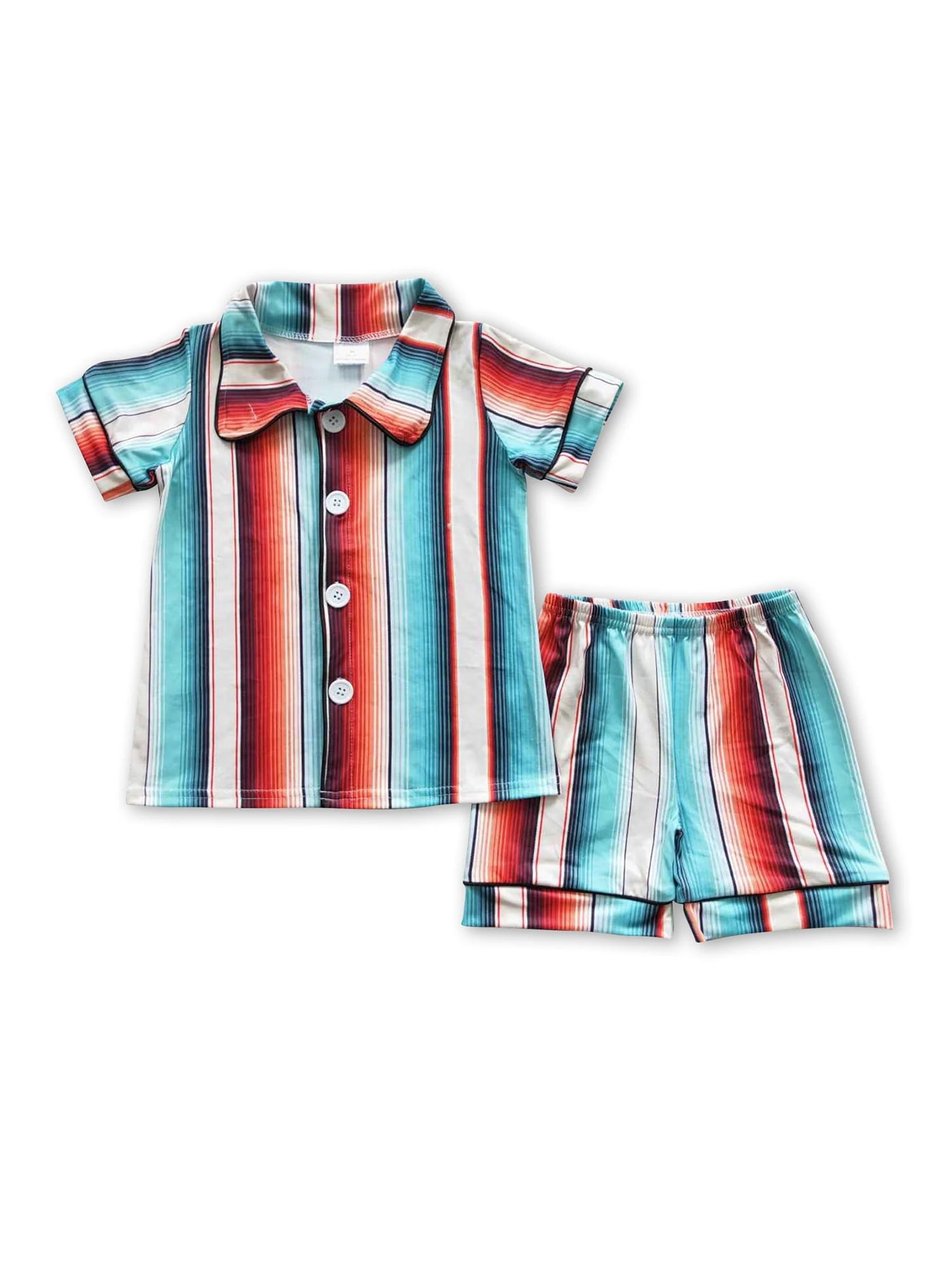 YAWOO Kids Boys Button Front Western Design Pajama Coat 2 Piece Sleep ...