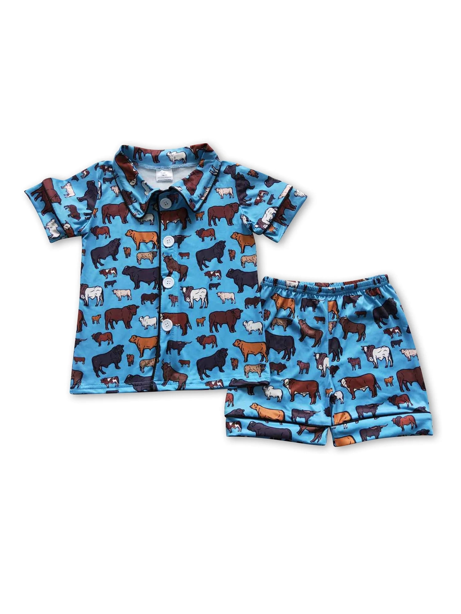 YAWOO Kids Boys Western Design Buttons Front Pajama Clothes Set, Sizes ...