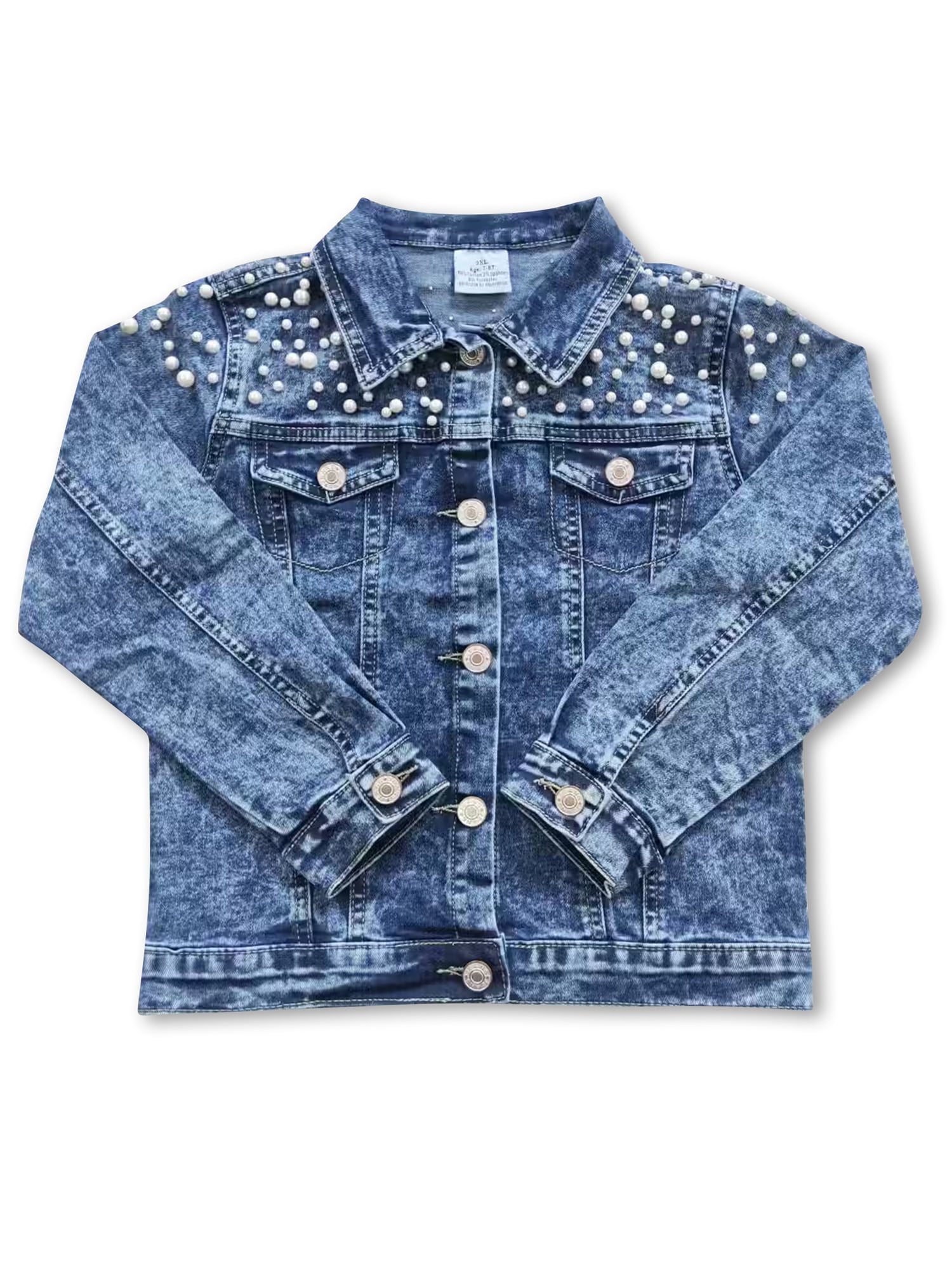 YAWOO Little Girl Pearl Design Classic Denim Jacket Coat , Sizes 6M-16T ...