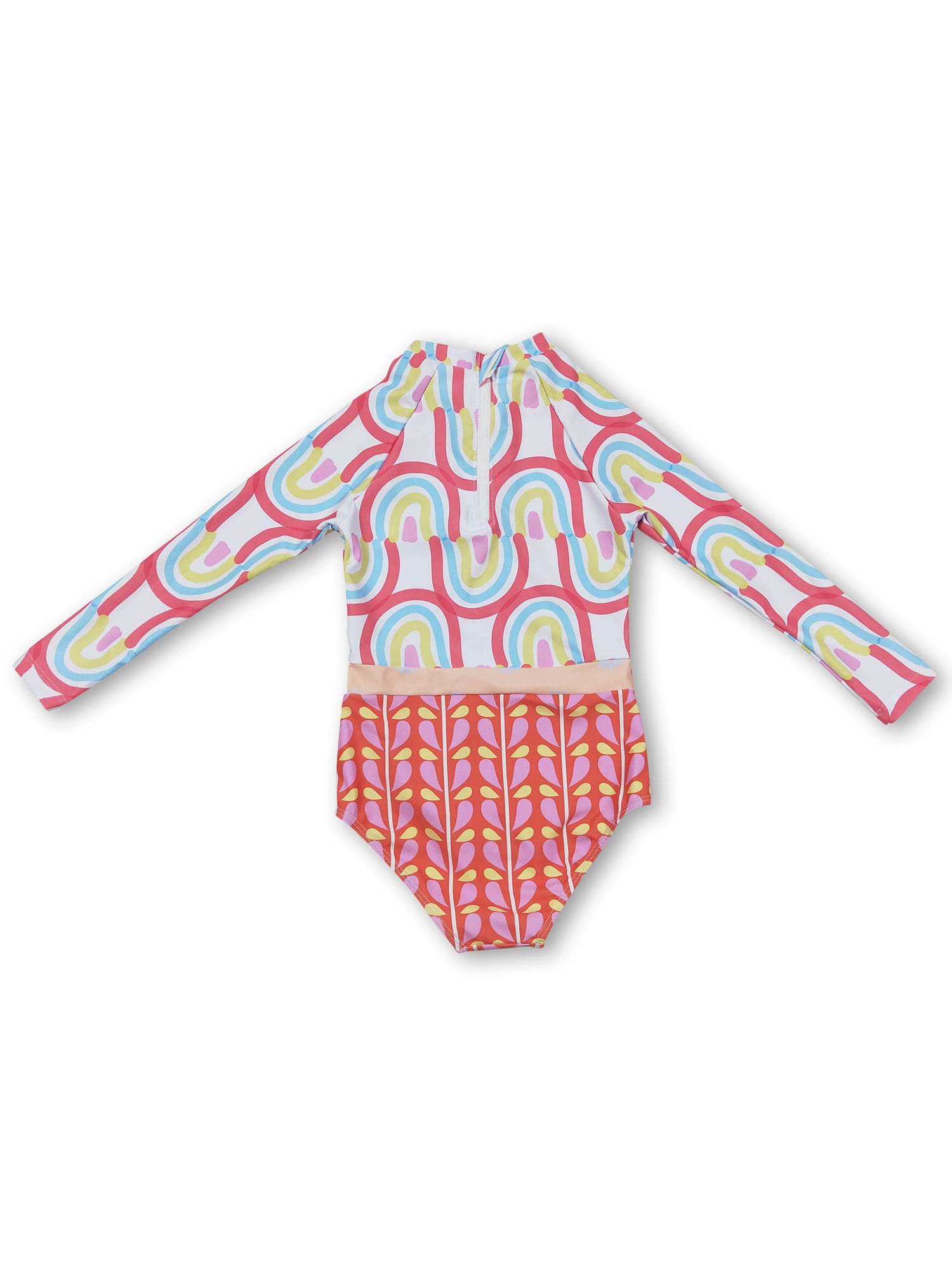 YAWOO Summer Baby Girl Rainbow Swimsuit Long Sleeves Beachwear, One ...