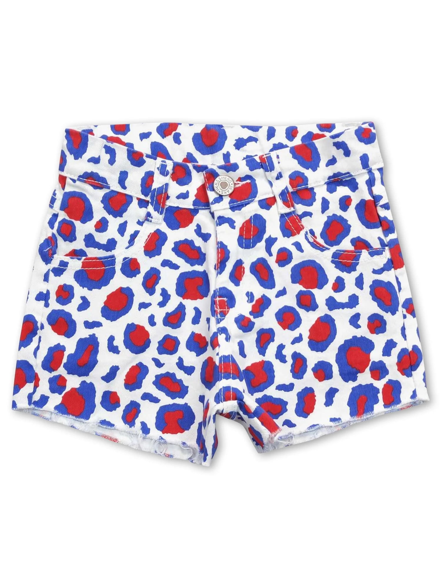 YAWOO Summer Little Girls Kids Jeans America Leopard Pattern Denim ...