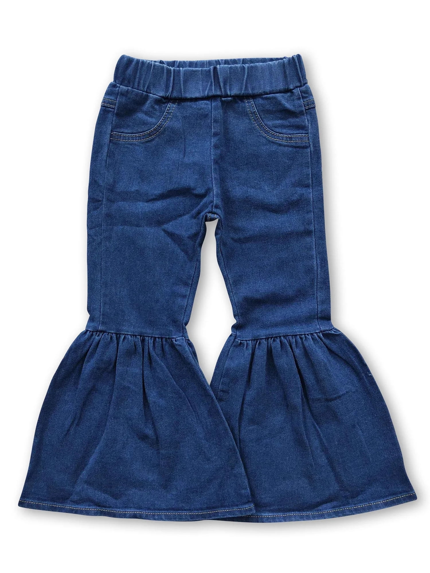 YAWOO Toddler Girls Flared Jeans Elastic Waist Denim Pants 6M-16T ...