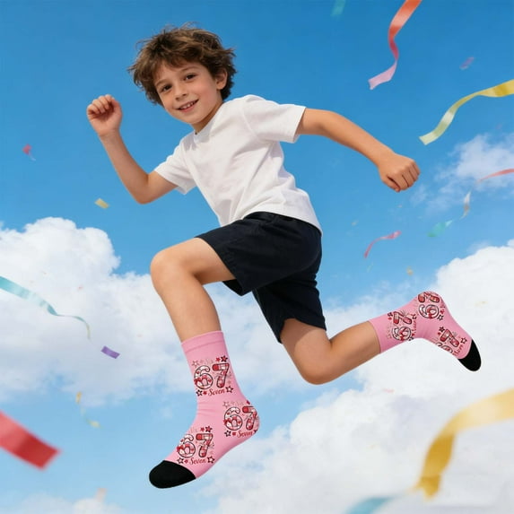 YAYUBA 6 7 Socks Kids Funny Ice Cream 67 Meme Six Seven Socks Funny ...