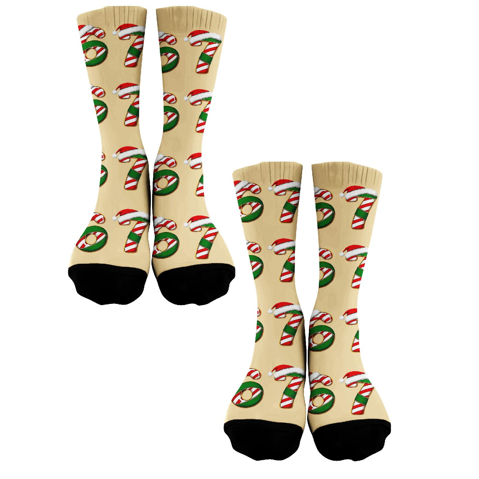YAYUBA 67 Socks 67 Meme Six Seven Ice Cream Drip Funny Number 6 7 Socks ...