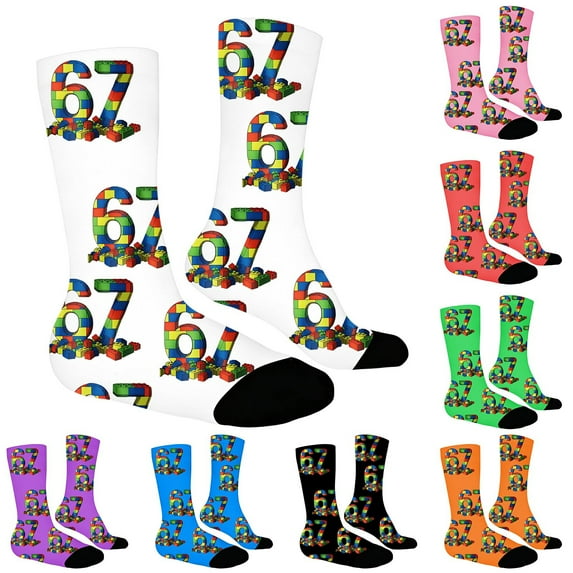 YAYUBA 67 Socks Funny Ice Cream 6 7 Meme Six Seven Socks Funny Four One ...