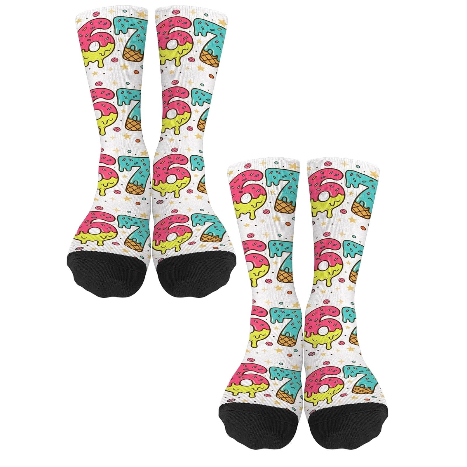 YAYUBA 67 Socks Meme Six Seven 6 7 Design Funny Sock 2PCS - Walmart.com