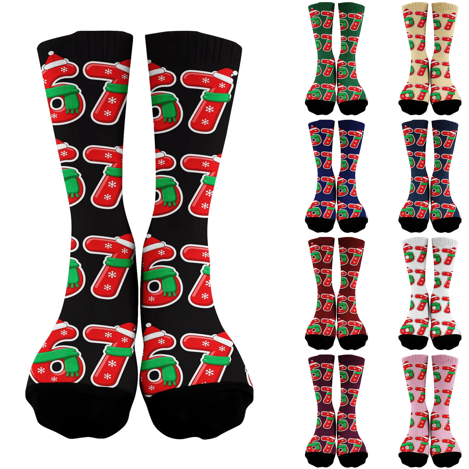 YAYUBA 67Socks Six Seven Ice Cream Drip Funny Number Socks Meme ...