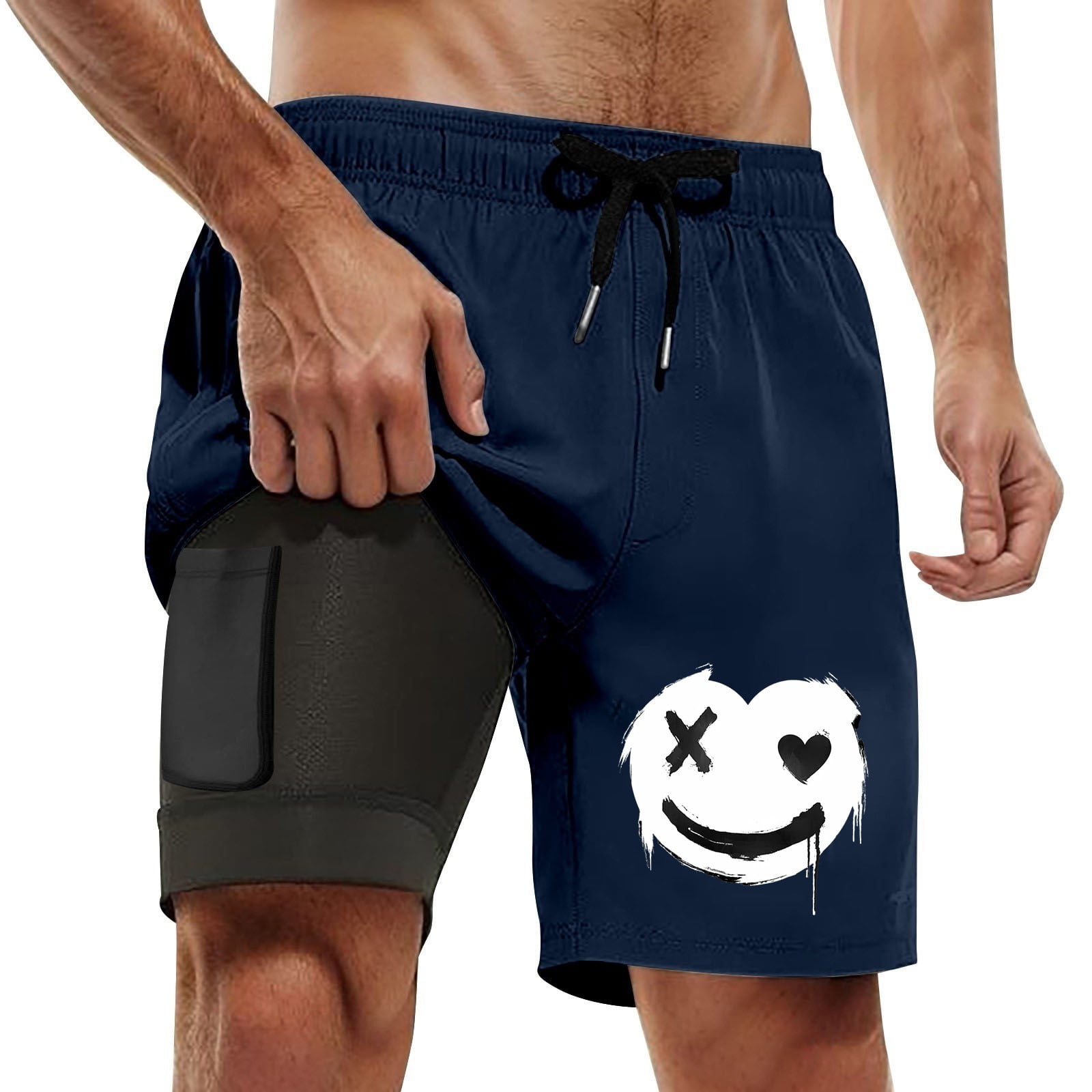 YAYUBA 7 Inch Swim Trunks Men 2 In 1 with Compression Liner Quick Dry ...