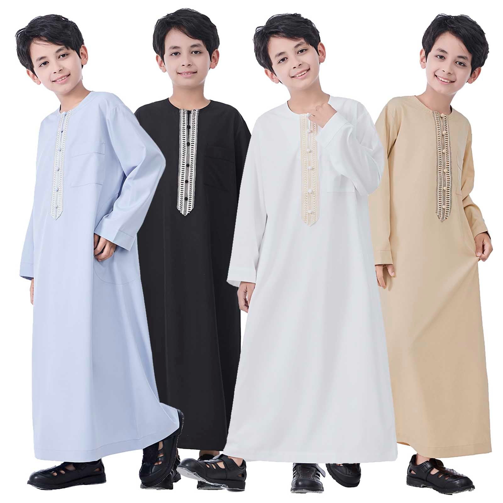 YAYUBA Boy's Saudi Arabic Long Sleeve Robe Ramadan Dress Middle East ...