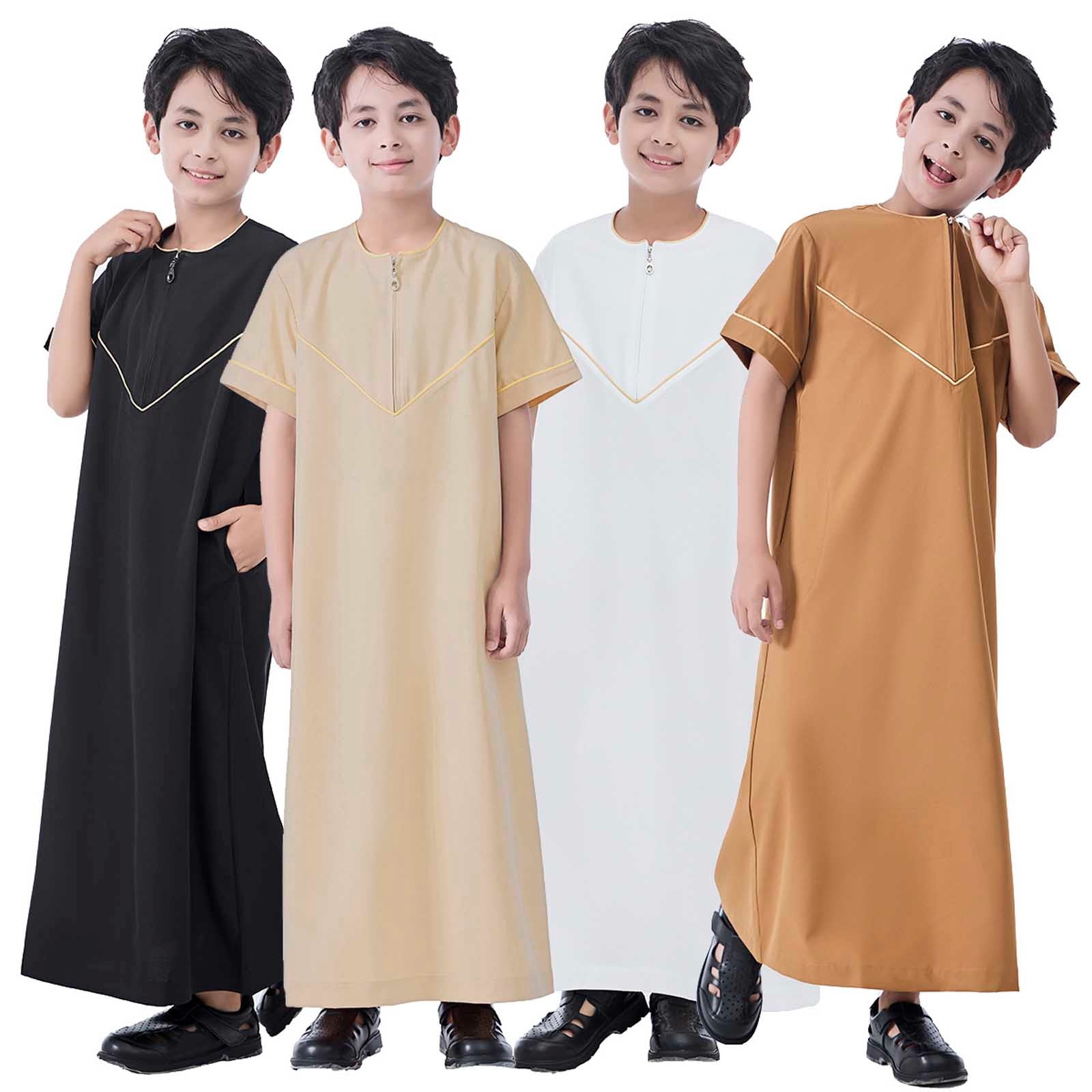 YAYUBA Boy's Saudi Arabic Long Sleeve Robe Ramadan Dress Middle East ...
