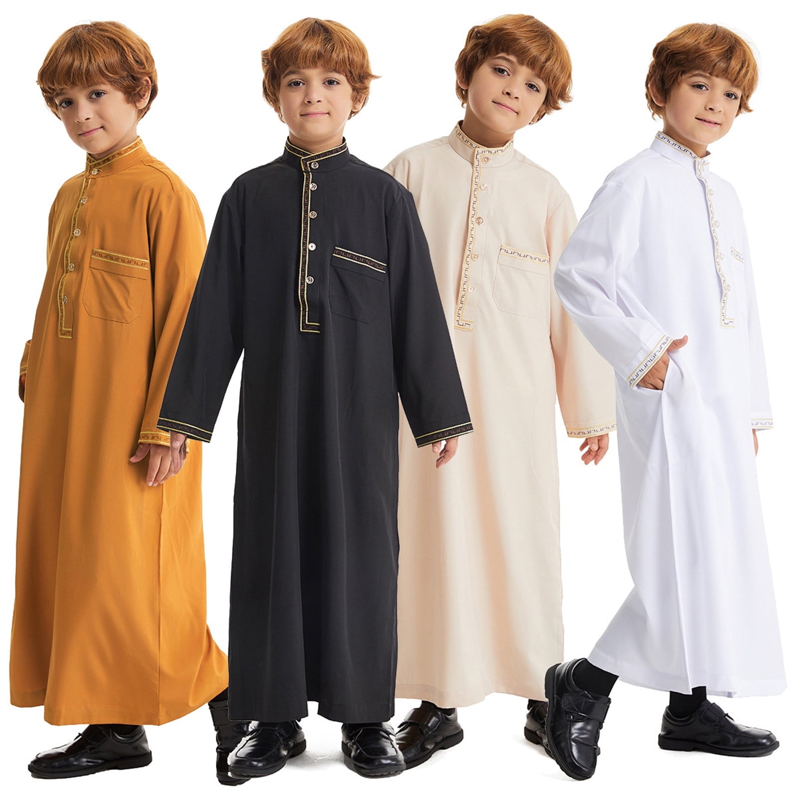 YAYUBA Boy's Saudi Arabic Long Sleeve Robe Ramadan Dress Middle East ...