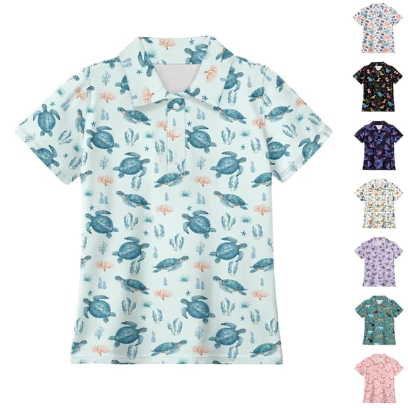 YAYUBA Boys Polo Shirt Short Sleeve Funny Print Golf Shirts Performance ...