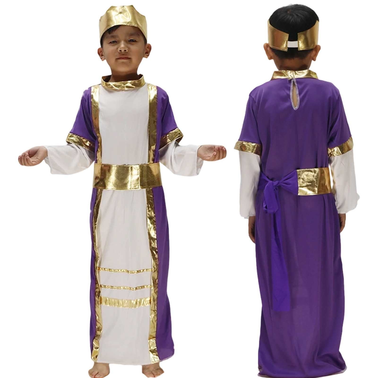YAYUBA Boys Saint Joseph Set for Kids Saint Robe with Headpiece Waist ...