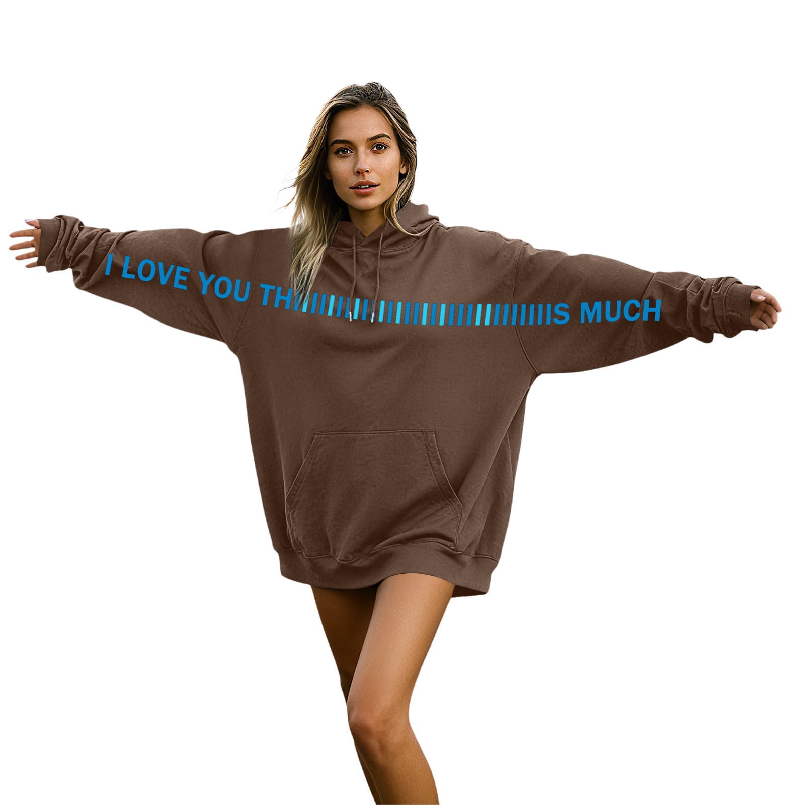 YAYUBA Christmas Sweatshirts for Women I Love You This Much Print ...