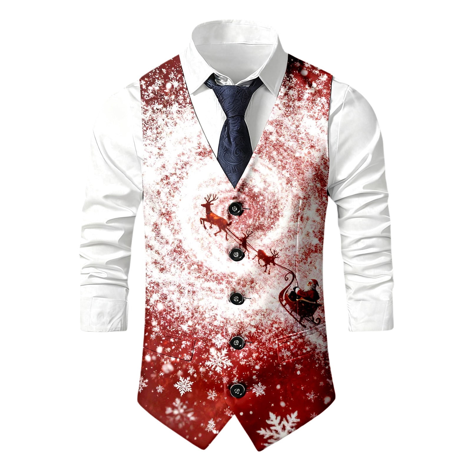 YAYUBA Christmas Vest Men Snow/snowman/christmas Tree Red/green Holiday ...