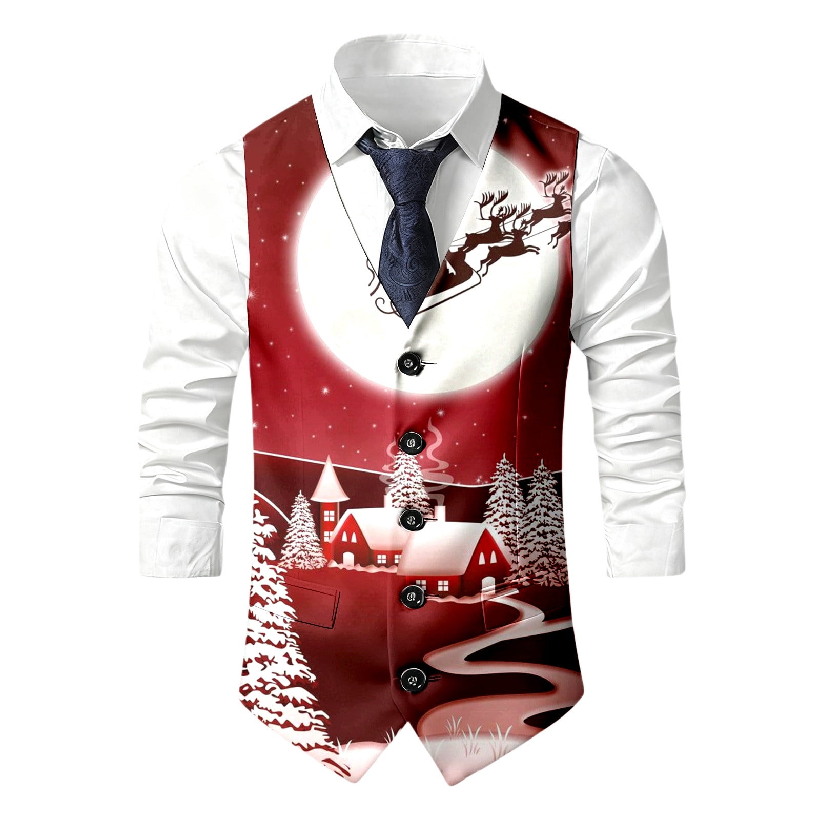 YAYUBA Christmas Vest Mens Snow/snowman/christmas Tree Red/green ...